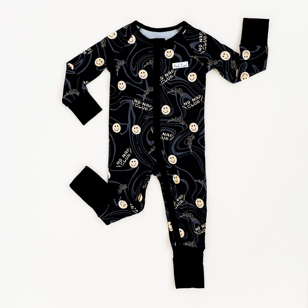 No Nap Club Bamboo Onesie – Black, Comfy, and Ready for Play | Rad Toddler